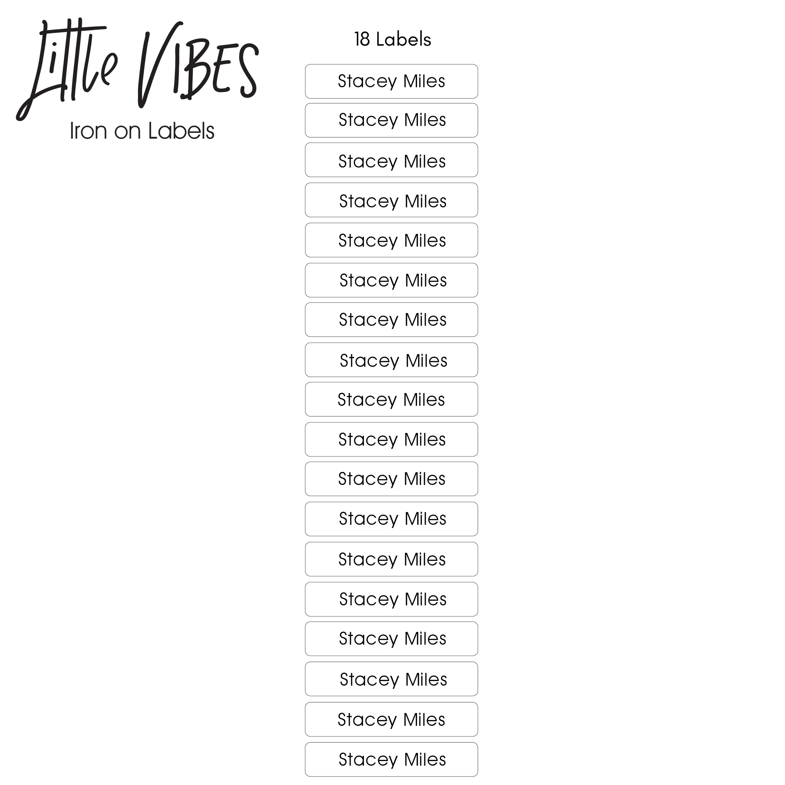 Iron on Labels - 18 per sheet | Little Vibes || Fashion Store for Kids